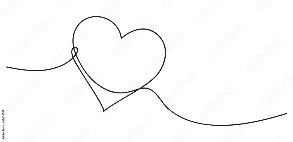 Heart. Abstract love symbol. Continuous line art drawing vector ...