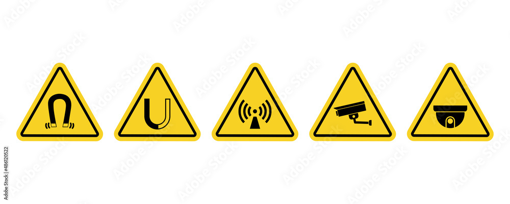 Poster Yellow triangle safety signs set for print – Wall Art | UkPosters