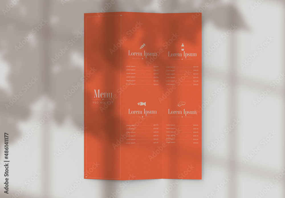 Top View of Restaurant Menu Mockup Stock Template | Adobe Stock