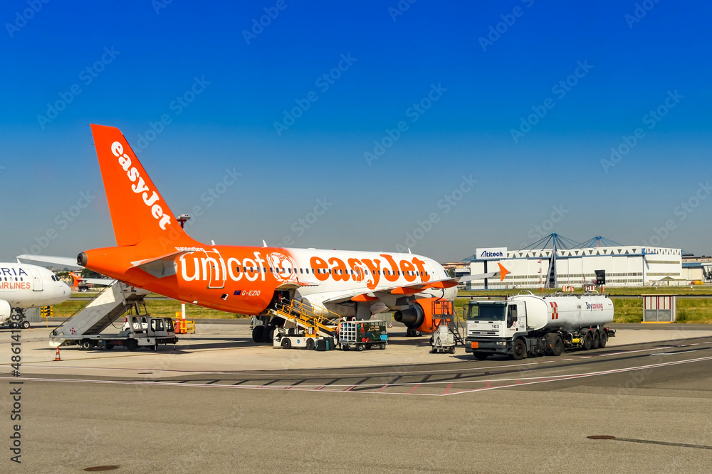 Naples, Italy - August 2019: Easyjet Airbus A319 (registration G-EZIO ...