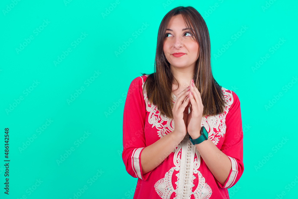 Charming cheerful young beautiful moroccan woman wearing traditional ...