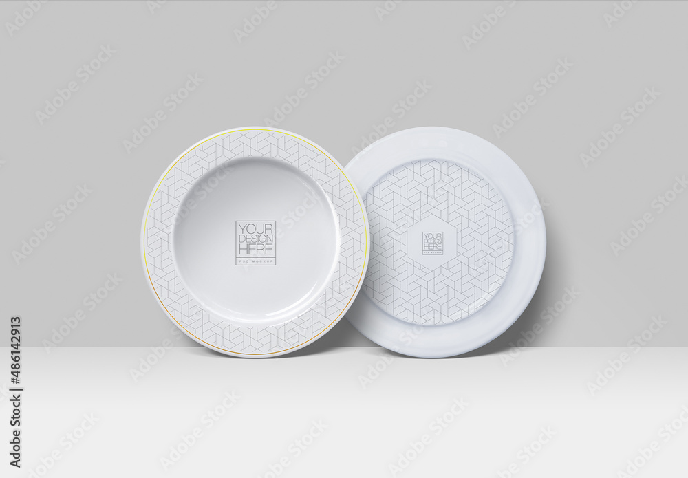 Plates Mockup - Front View Stock Template | Adobe Stock