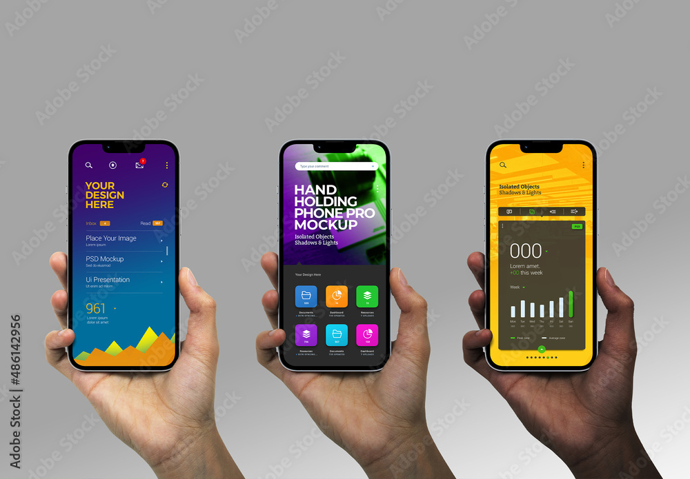 Hand Holding Phone Mockup Stock Template | Adobe Stock