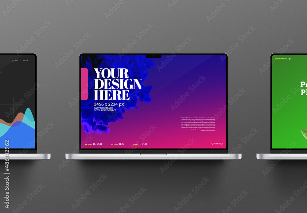 Laptop and Devices Presentation Showcase Mockup Set Stock Template ...