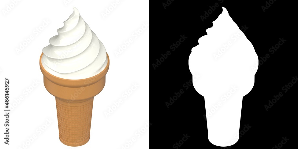 3D rendering illustration of a stylized ice cream cone Stock ...