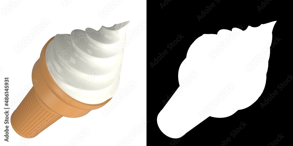 3D rendering illustration of a stylized ice cream cone Stock ...