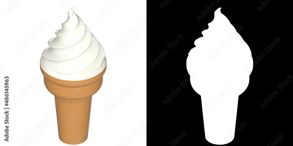 3D rendering illustration of a stylized ice cream cone Stock ...