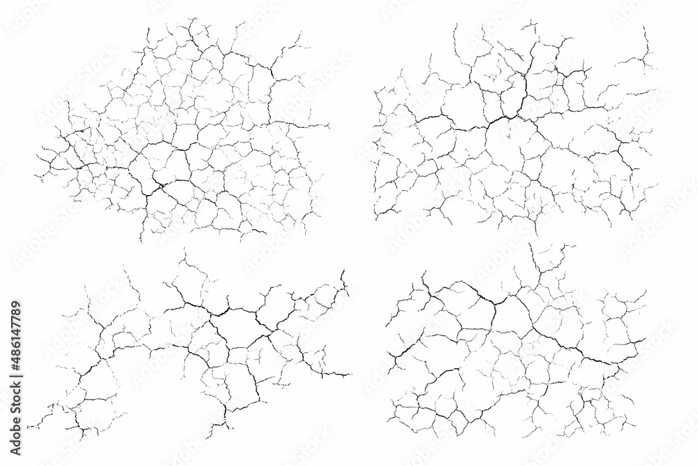 Natural cracks backgrounds. Vector overlay textures of cracked surfaces ...