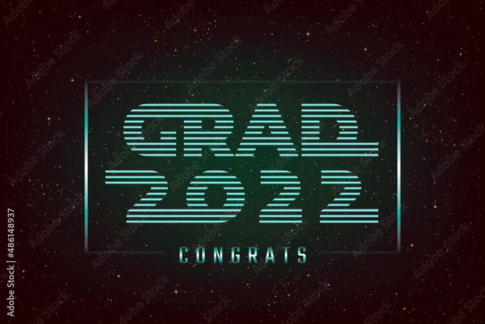 Grad 2022 Holographic Logo and Congrats Lettering Graduation Future ...