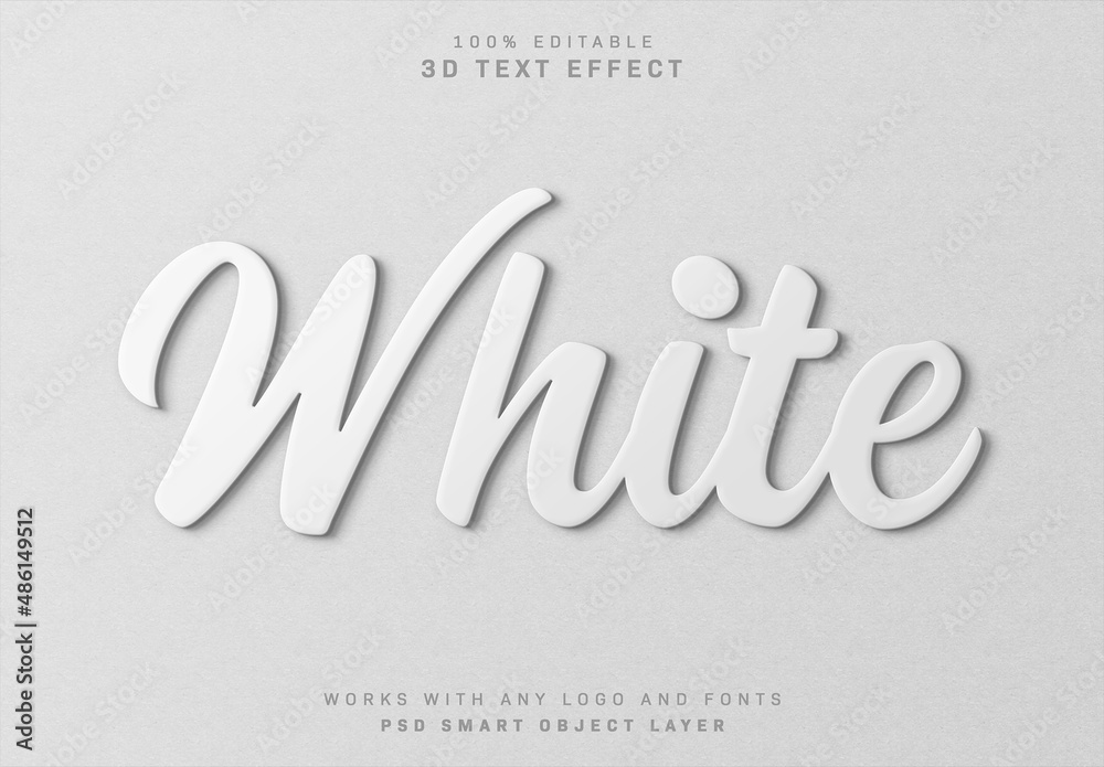 White 3D Text Effect Mockup Stock Template | Adobe Stock