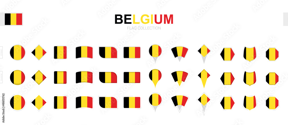 Large collection of Belgium flags of various shapes and effects. Stock ...