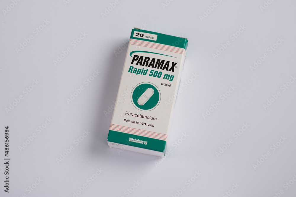 Tallinn, Estonia - 02.08.2022: Paramax Rapid paracetamol tablets by ...
