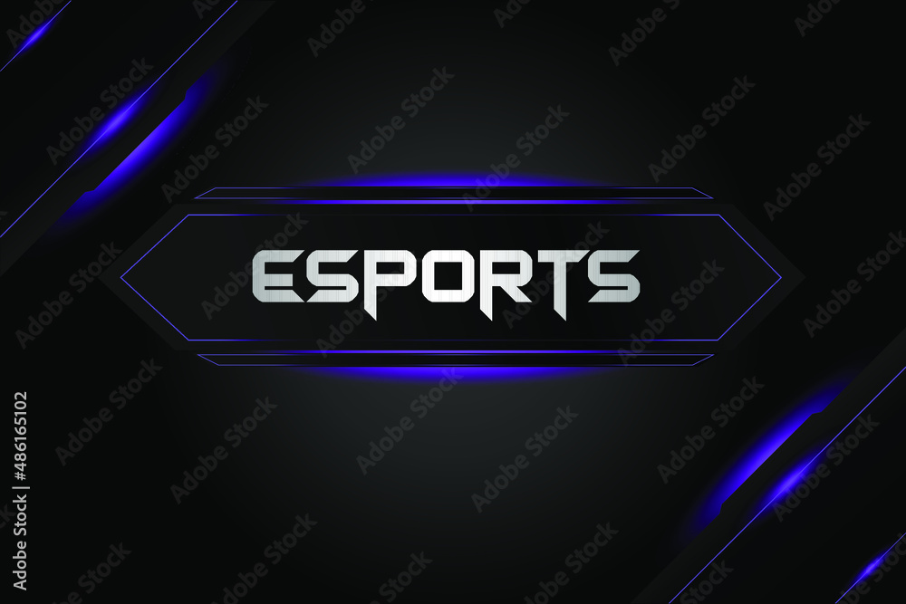 Geometric and futuristic screen Esports banner . Metal gray black ...
