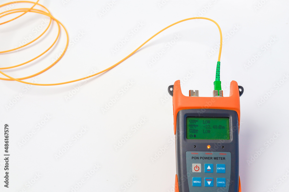 Professional testing of fiber optic connections OTDR meter. Measurement ...