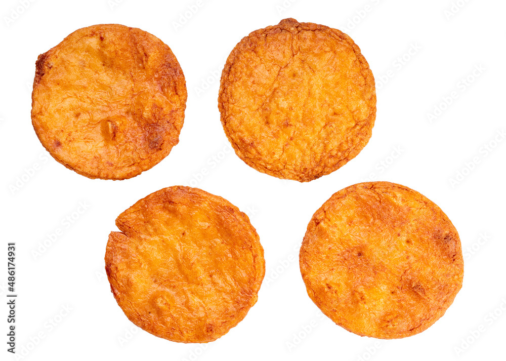 Japanese rice crackers or Senbei isolated on white background, Japan ...