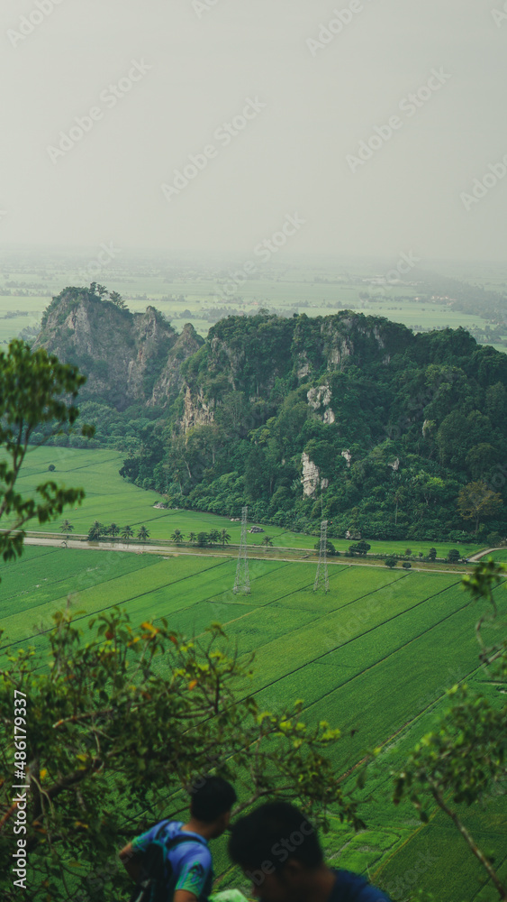 Bukit Kodiang Kedah surround by paddy field Stock Photo | Adobe Stock