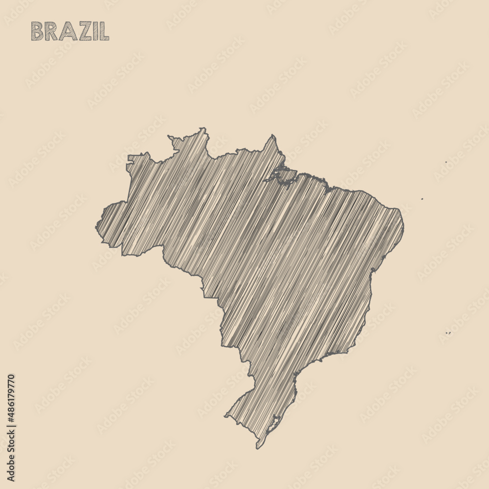 Brazil map hand drawn Sketch background vector, Brazil freehand Sketch map, vintage hand drawn ...