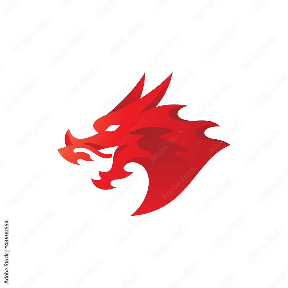 Dragon head illustration with modern gradient color. Dragon head logo ...