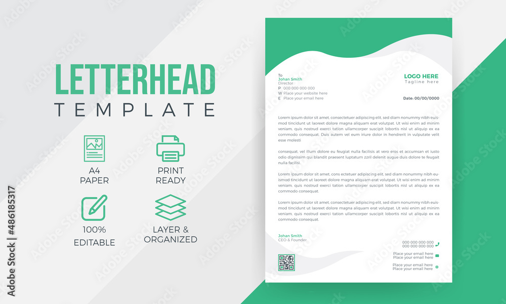 A4 paper healthcare medical letterhead design or doctor clinic abstract ...