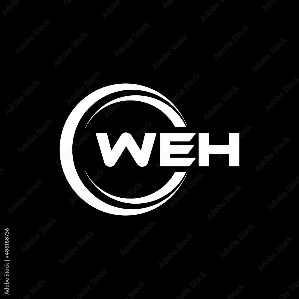 WEH letter logo design with black background in illustrator, vector ...