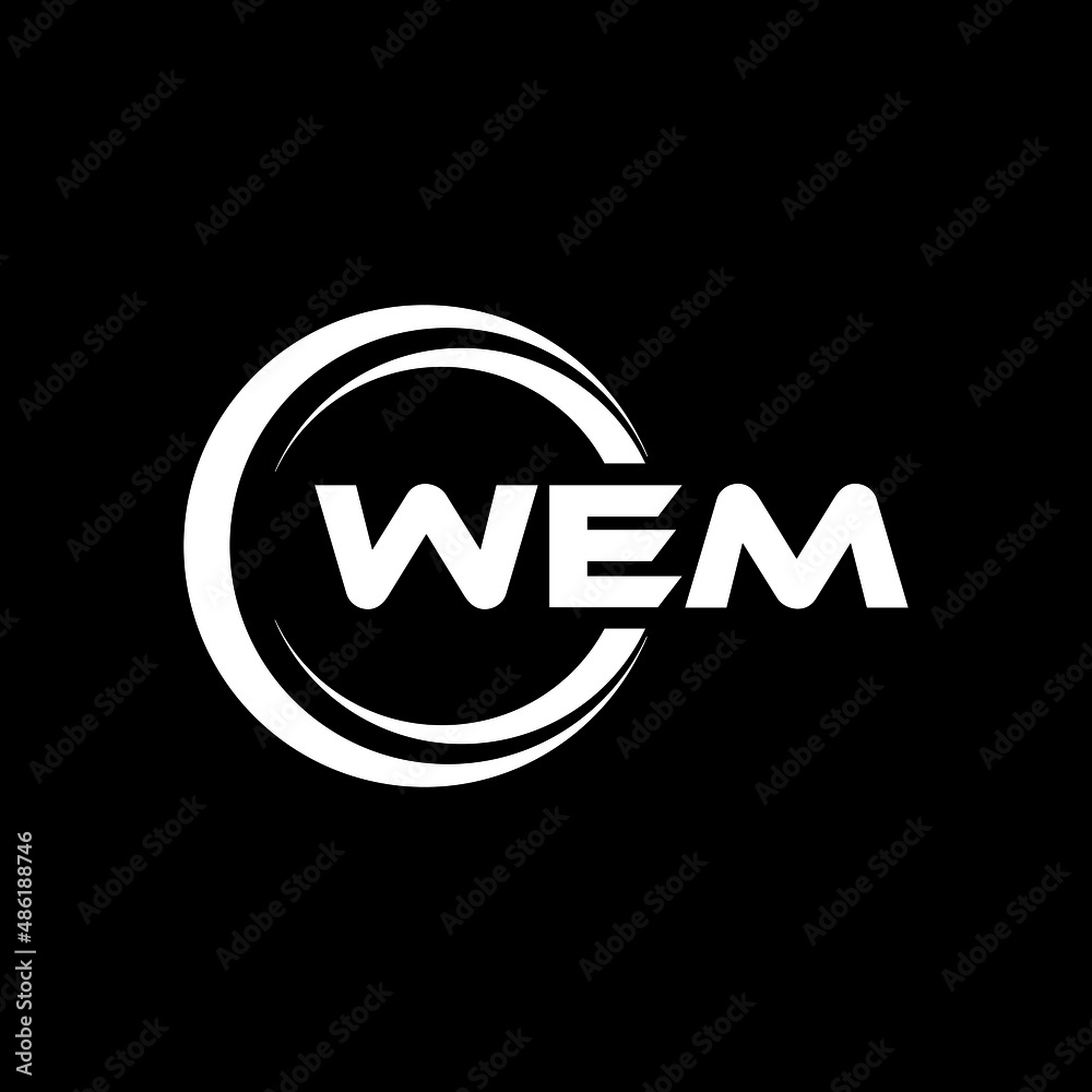 WEM letter logo design with black background in illustrator, vector ...