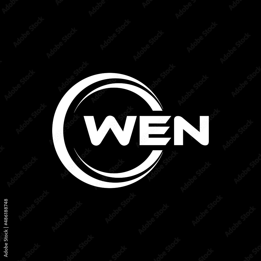 Vettoriale Stock WEN letter logo design with black background in ...