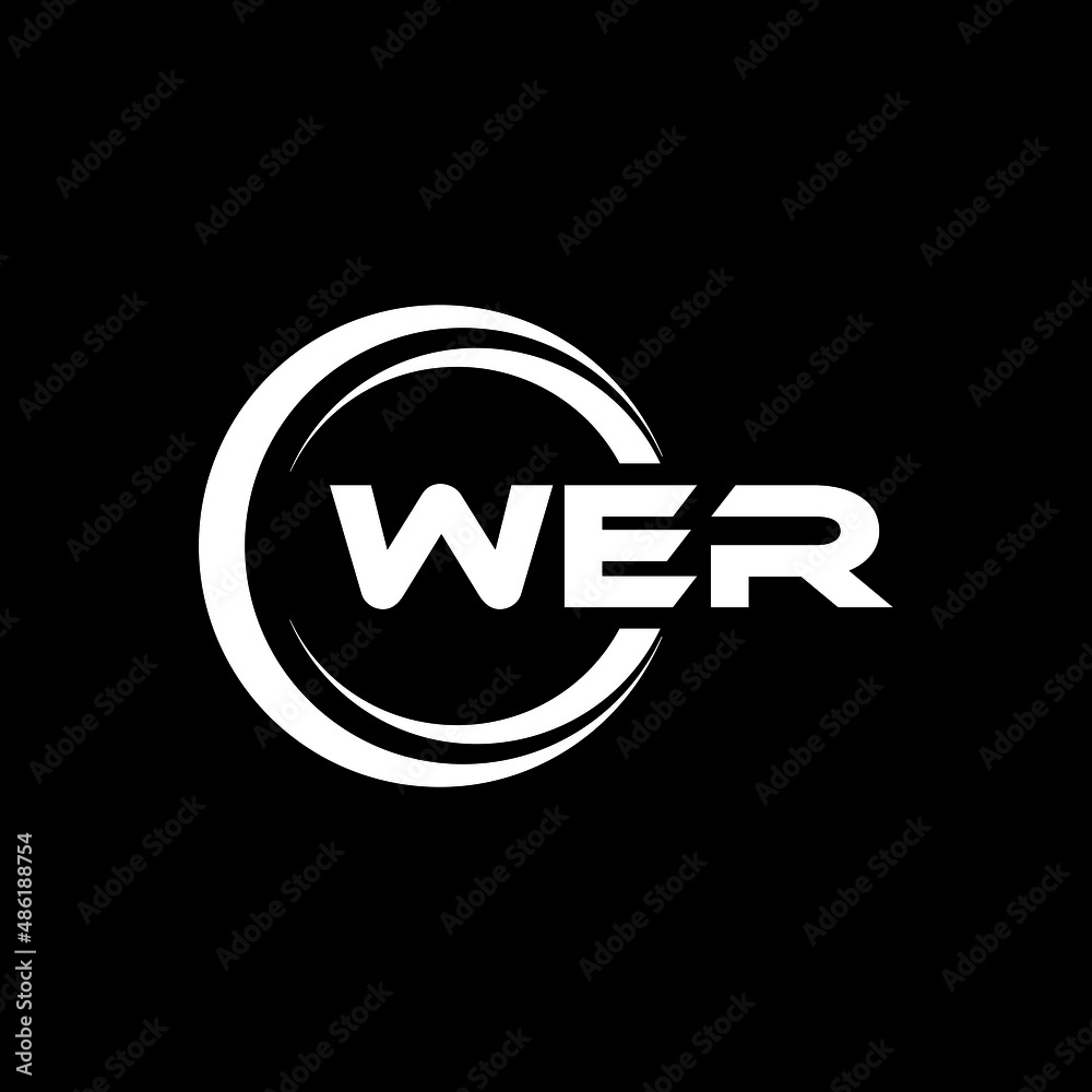 WER letter logo design with black background in illustrator, vector ...