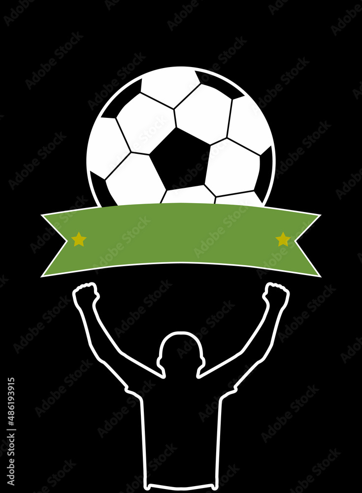 Football theme. Soccer ball is symbol of tournament. Fan, fanat ...