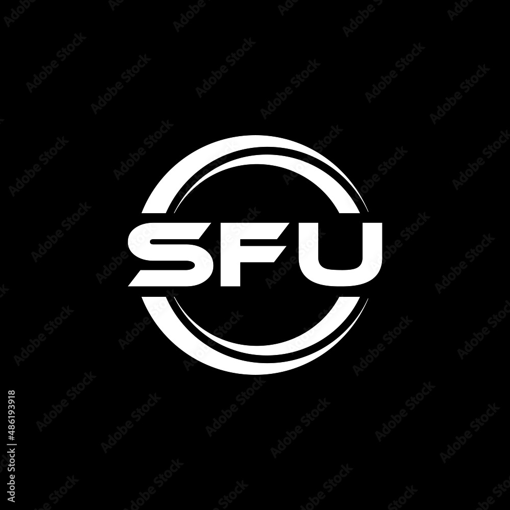 SFU letter logo design with black background in illustrator, vector ...