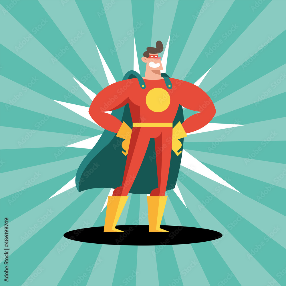 superhero standing cartoon Stock Vector | Adobe Stock