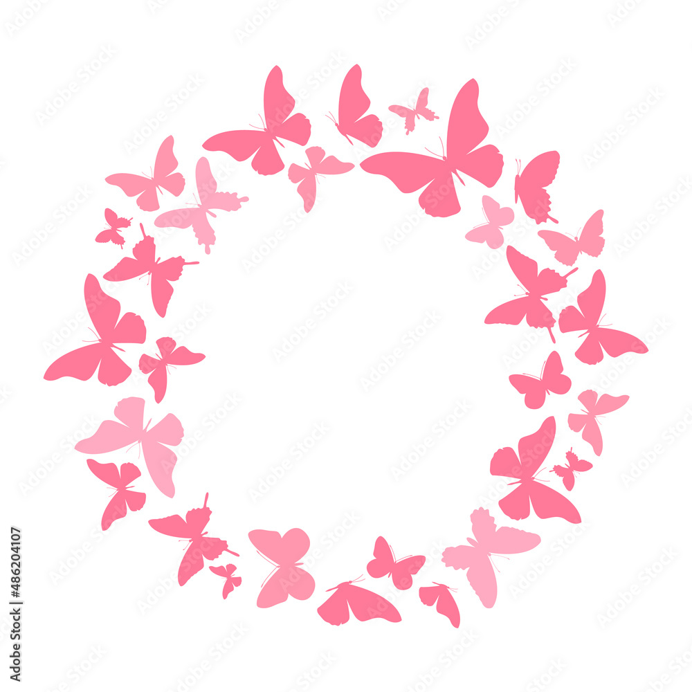 Pink Butterfly Border Design