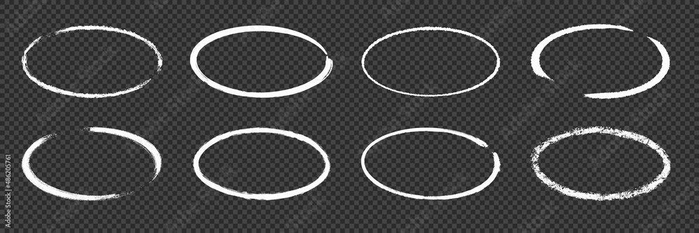 Ink oval frame. Grunge empty white boxes set. Ellipse borders ...