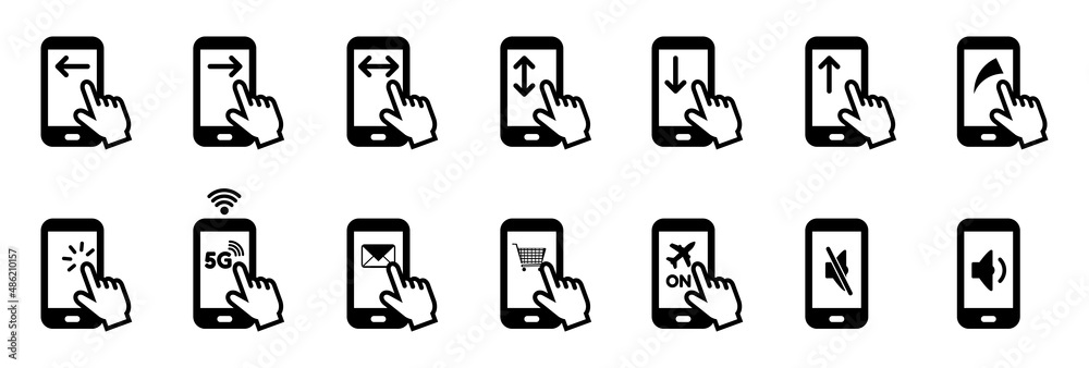 Different Gestures On Mobile Devices - Flat Vector Illustrations Set ...