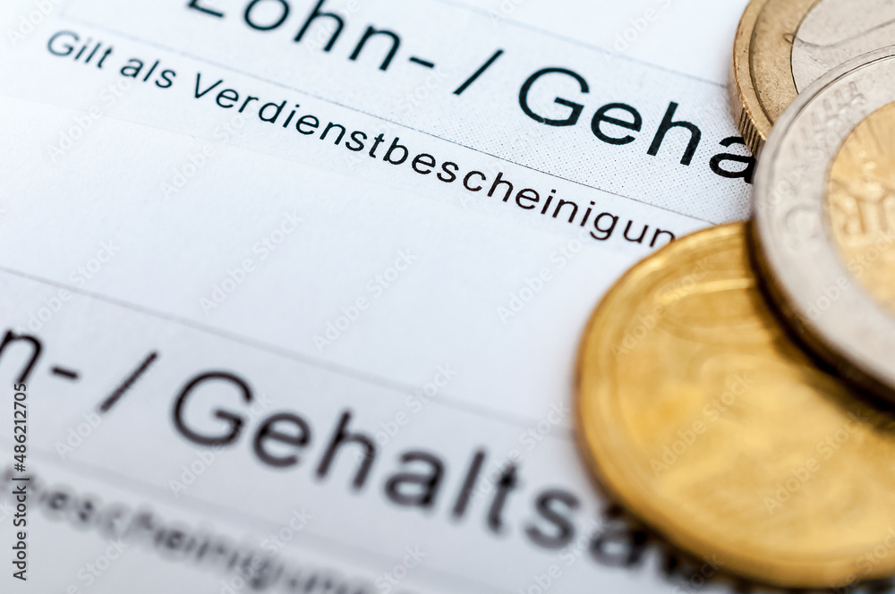 Verdienstabrechnung - Einkommen - Lohnabrechnung - Gehaltsabrechnung ...