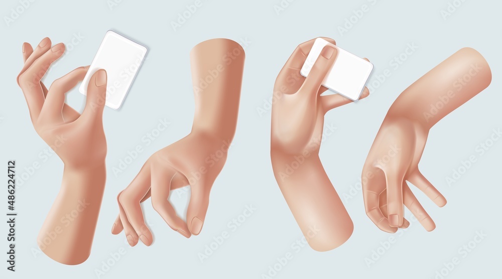 Cartoon 3d hands with white paper. Realistic vector Hand . Peace sign ...