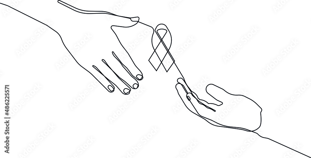 Continuous one line drawing of ribbon with a globe planet earth as ...