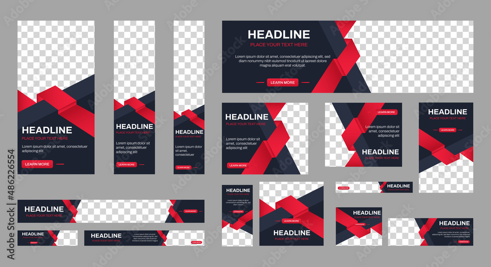 Business banner design web template Set, Horizontal header web banner ...