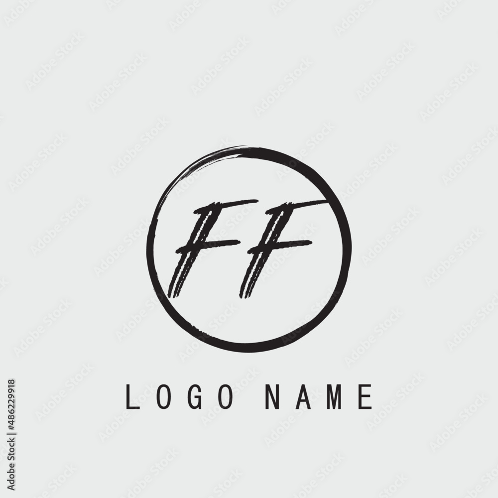 Monogram initial logo design with brush circle template letter FF Stock ...