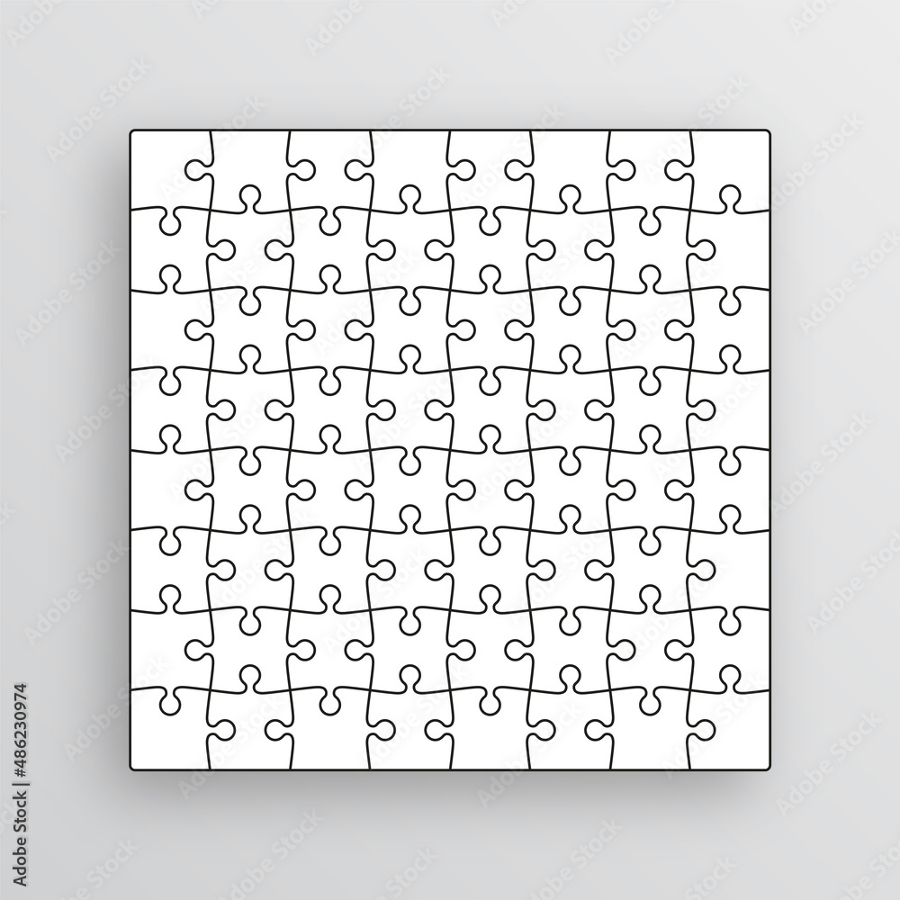Puzzle pieces set. Jigsaw grid. Thinking mosaic game with 8x8 details ...