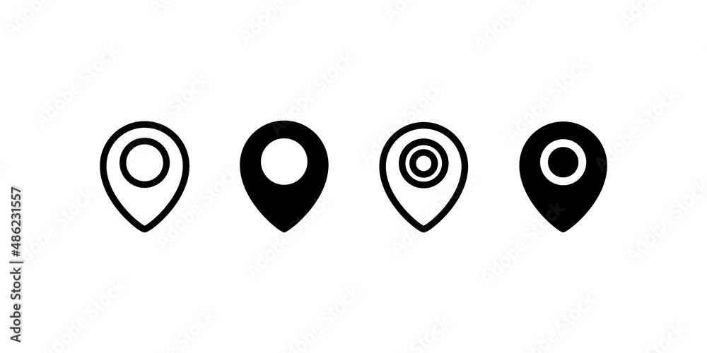 Pinpoint icon set. Geolocation icons. Symbol for website, gps navigator ...