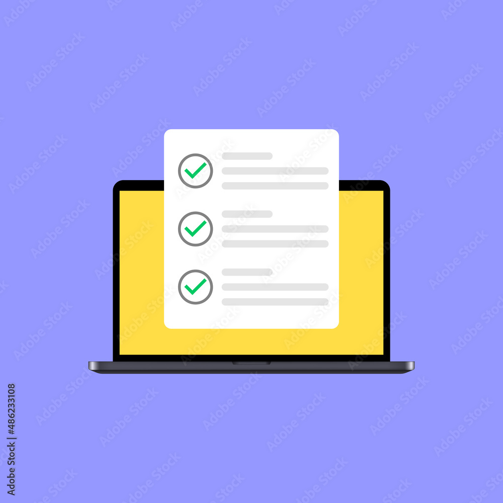 Checklist browser window vector illustration. Check the box. White ...