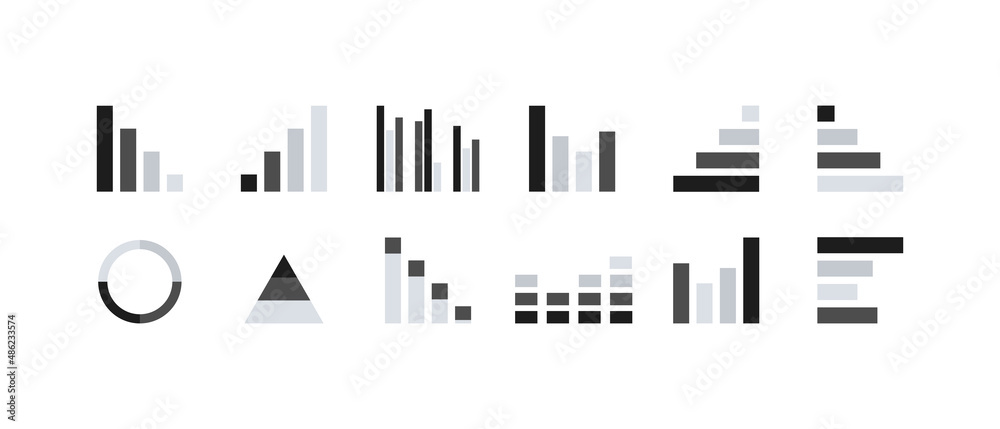 Chart icon set. Bar graph. Pie chart. Table data. Business concept ...