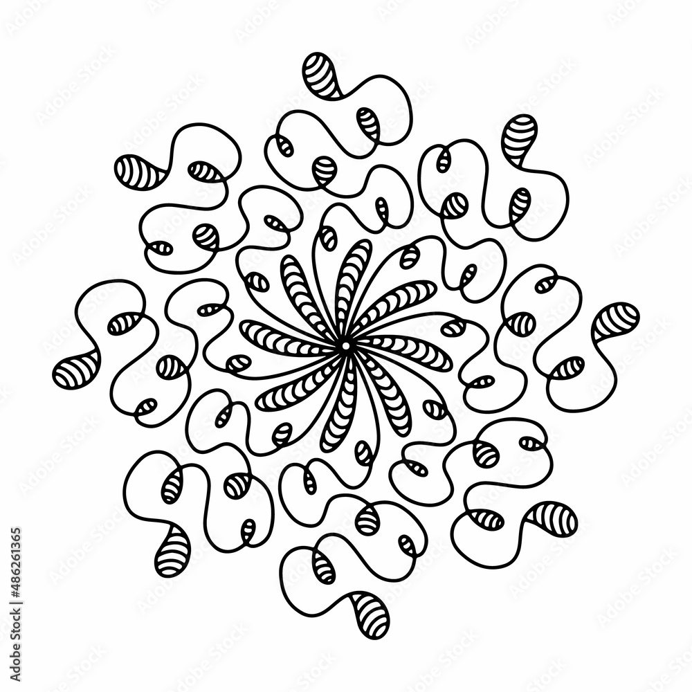 Hand drawn spider web mandala isolated on white background. Cute doodle ...