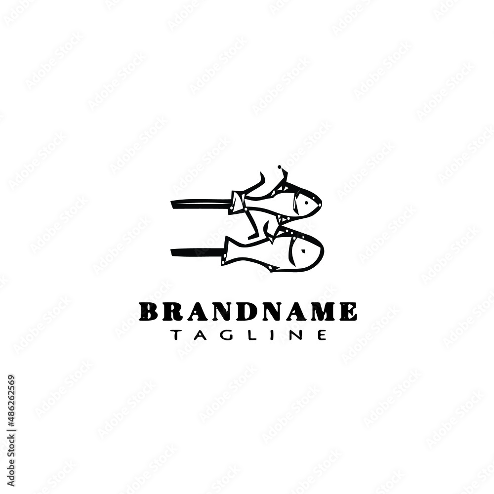 fish fry logo cartoon design template icon black isolated vector ...