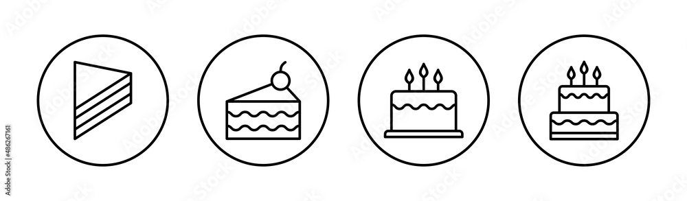 Cake icons set. Cake sign and symbol. Birthday cake icon Stock Vector ...