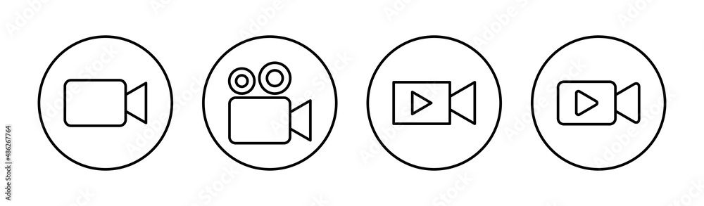 Video icons set. video camera sign and symbol. movie sign. cinema Stock ...