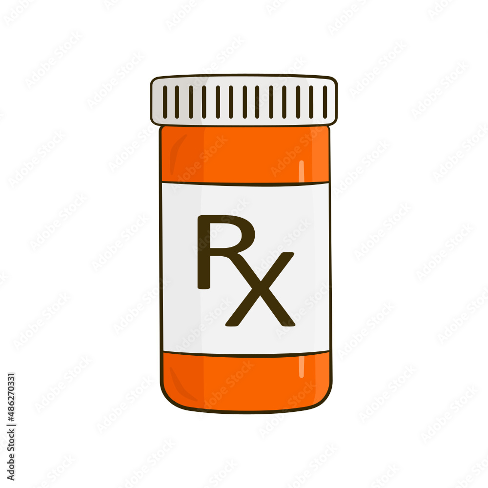 RX Prescription Drugs Pill Bottle.. Cartoon. Vector illustrator Stock ...