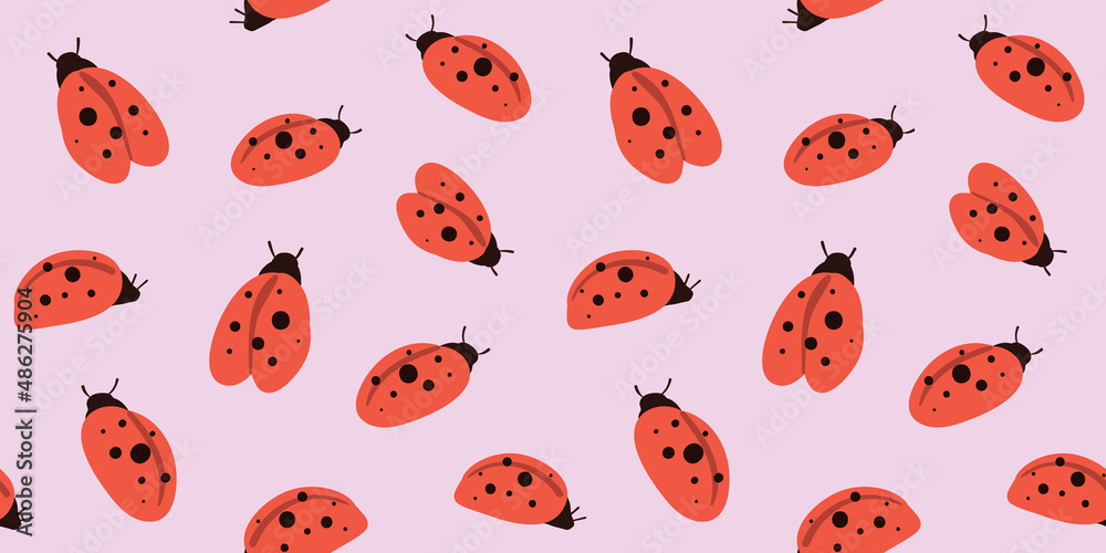 Vecteur Stock Cute ladybird ladybug repeat pattern, wallpaper. Digital ...