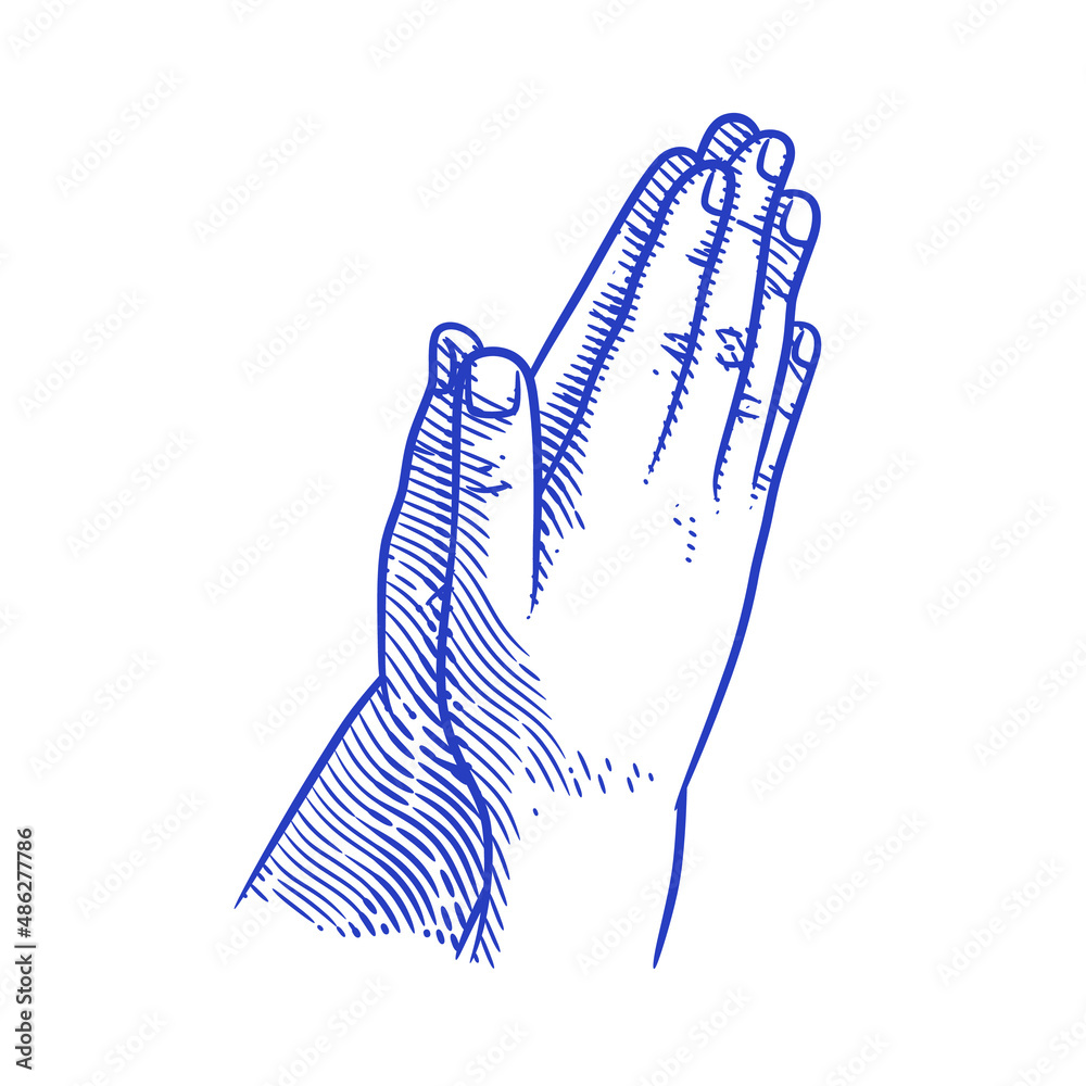 Praying hands line art drawing illustration. Praying hands drawing ...