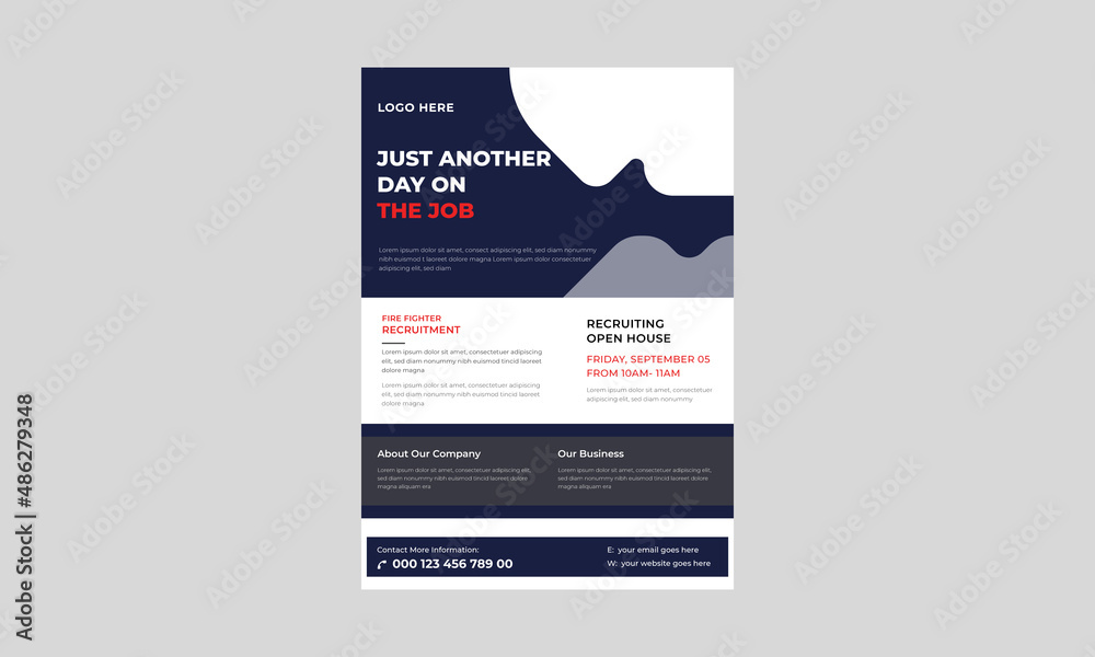 Firefighter recruitment flyer template, Fire safety banner design ...